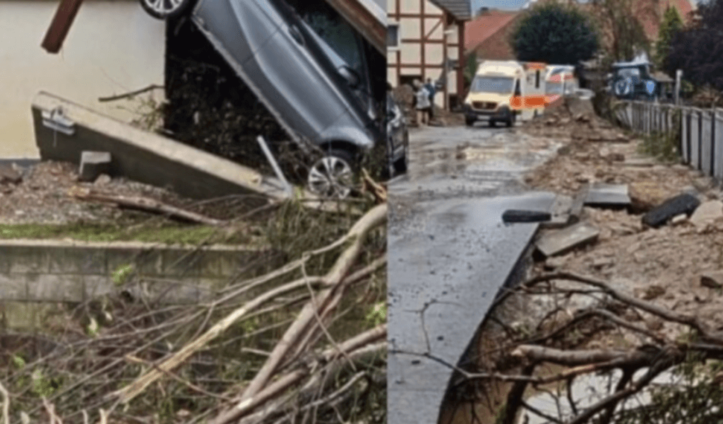 Storm Hits Germany, People Trapped in Cars - Rks News