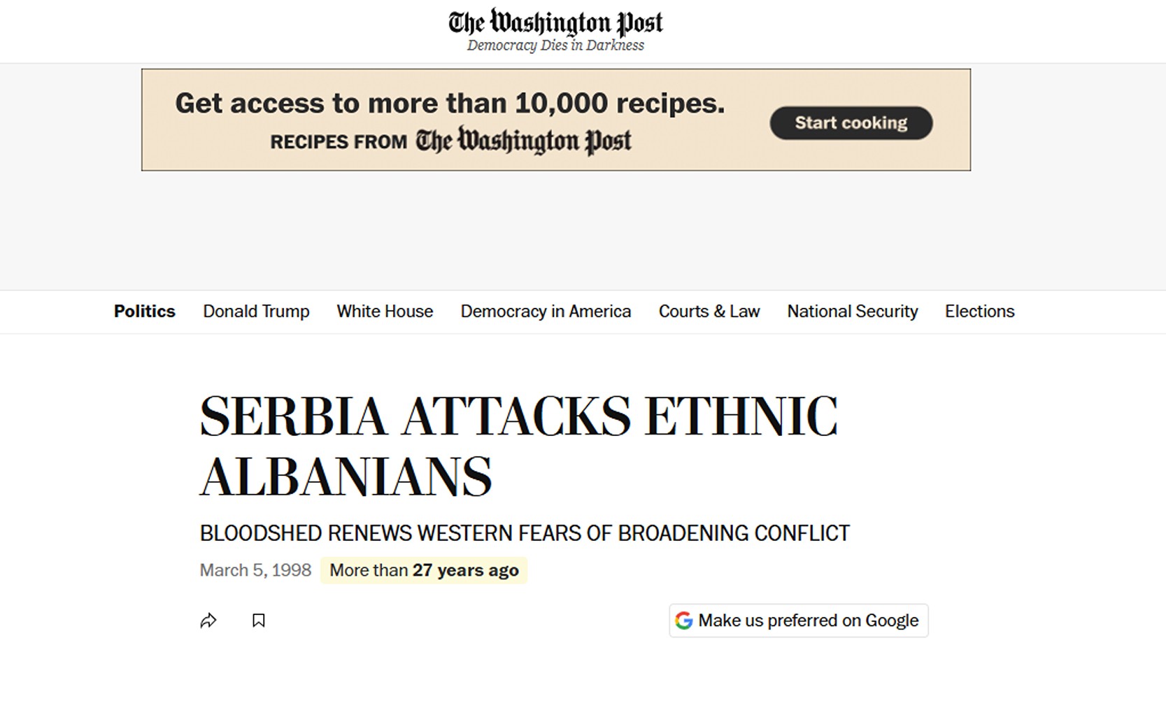 How did The Washington Post report on the attack in Prekaz 28 years ago ...